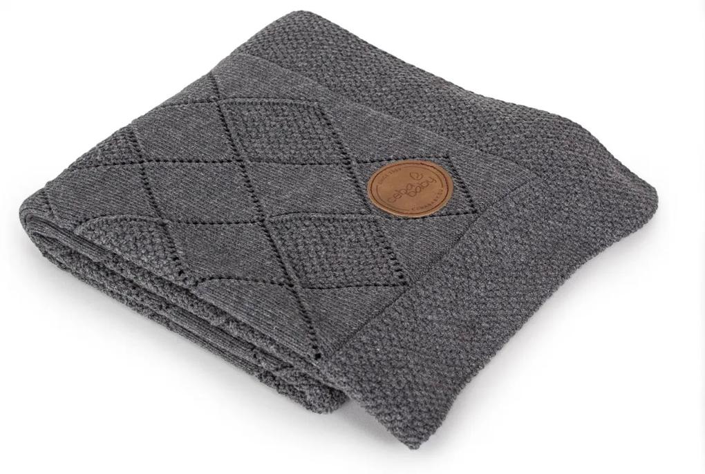 CEBA Deka pletená v dárkovém balení 90x90 rýžový vzor tmavě šedá