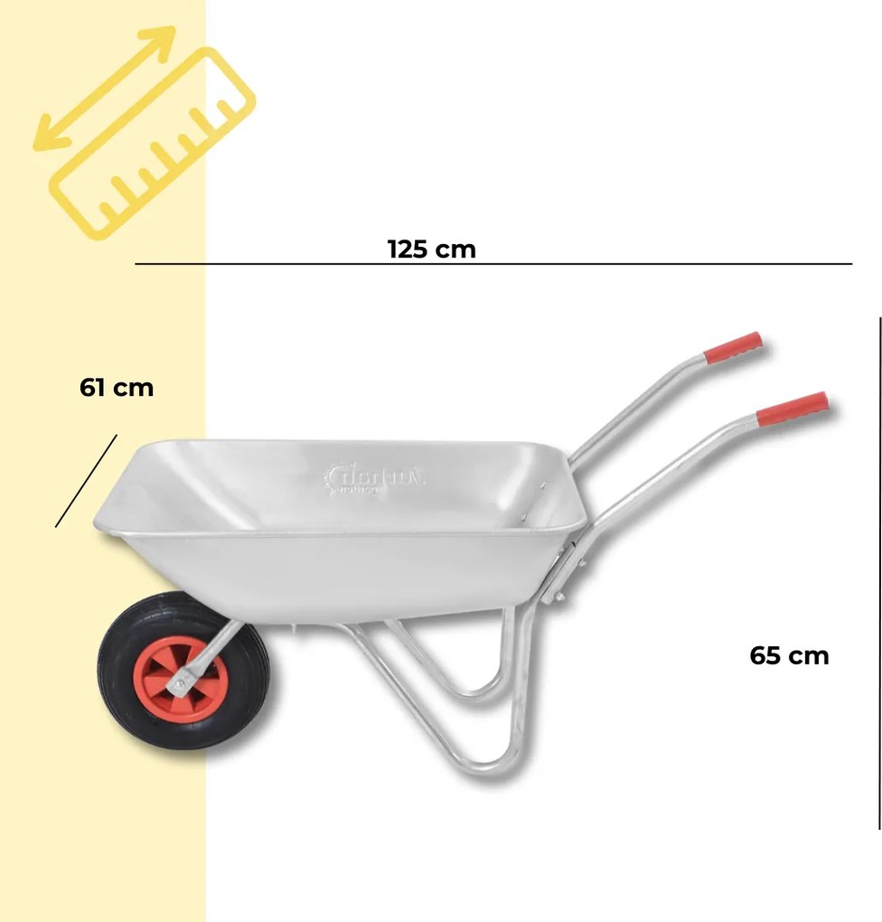 Kolečko LARRY pozinkovaný, max. 1 kapacita 80l/100kg, stříbrná/černá Gardebruk