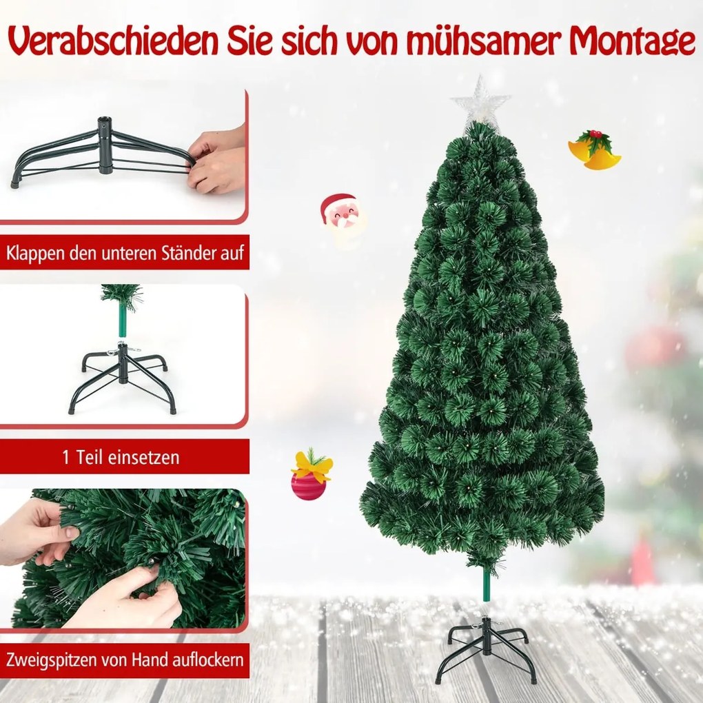 Costway Umělý vánoční stromek 150 cm s 8 režimy osvětlení Vánoční strom