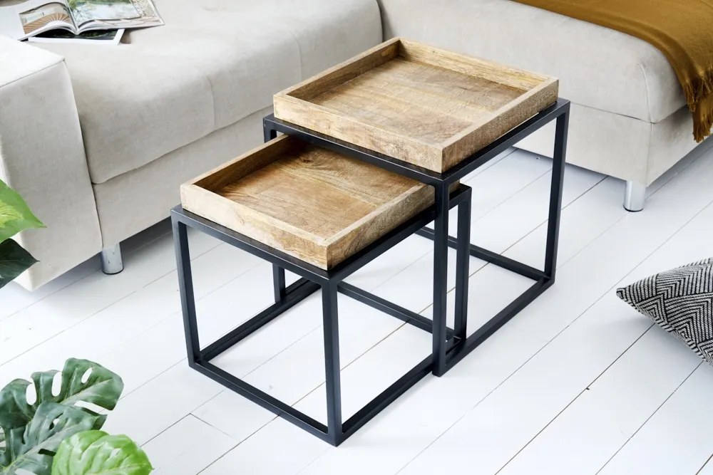 Sada odkladacích stolíkov Paxley 45 cm mango