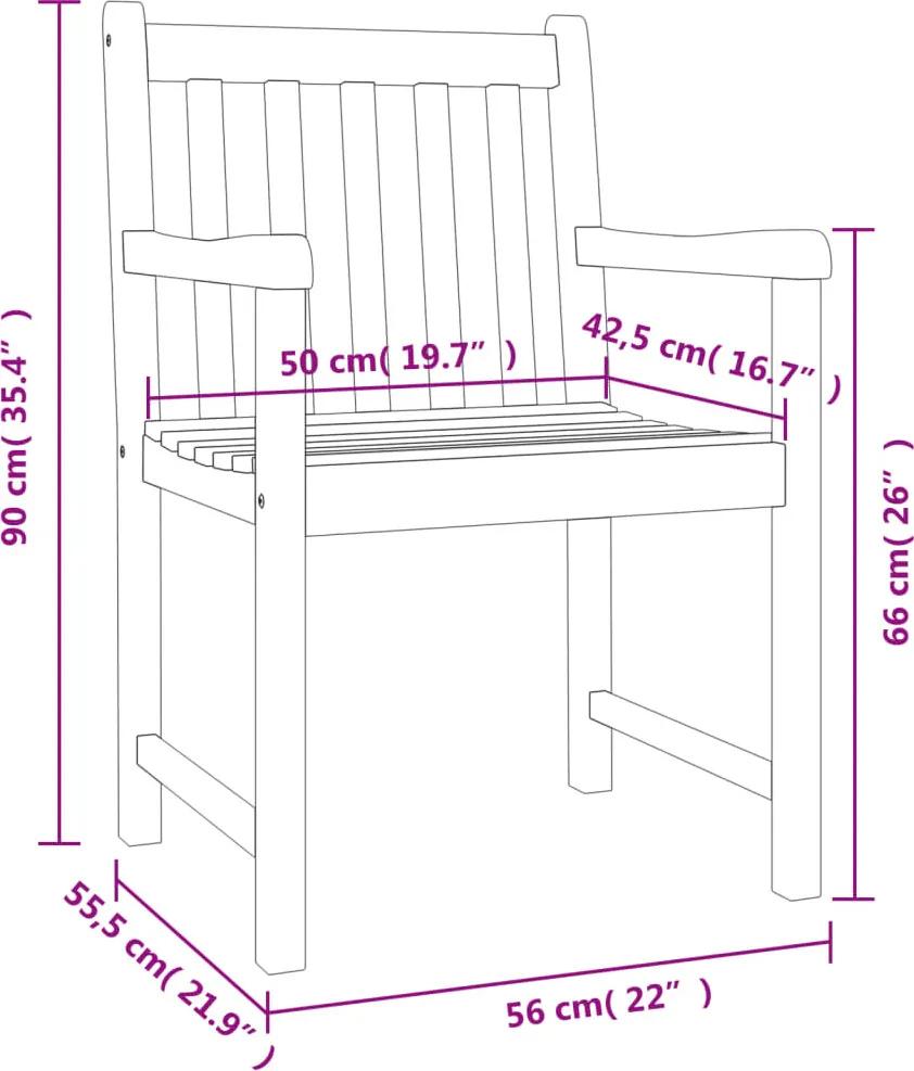vidaXL Zahradní židle 4 ks 56 x 55,5 x 90 cm masivní akáciové dřevo [3206272]