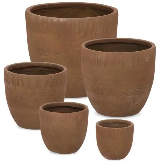BIZZOTTO Set 5 nízkých květináčů RIGO hnědá 0790671