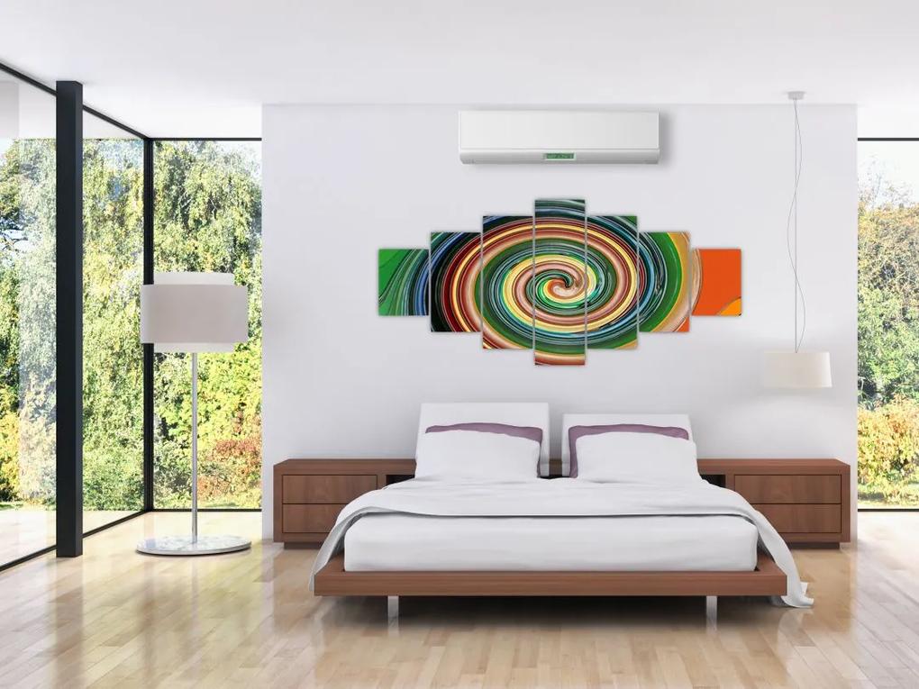 Abstraktní obraz - barevná spirála (210x100 cm)