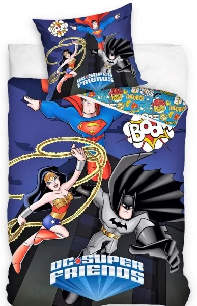 Carbotex dětské povlečení bavlna DC Super Friends 140x200+70x80 cm