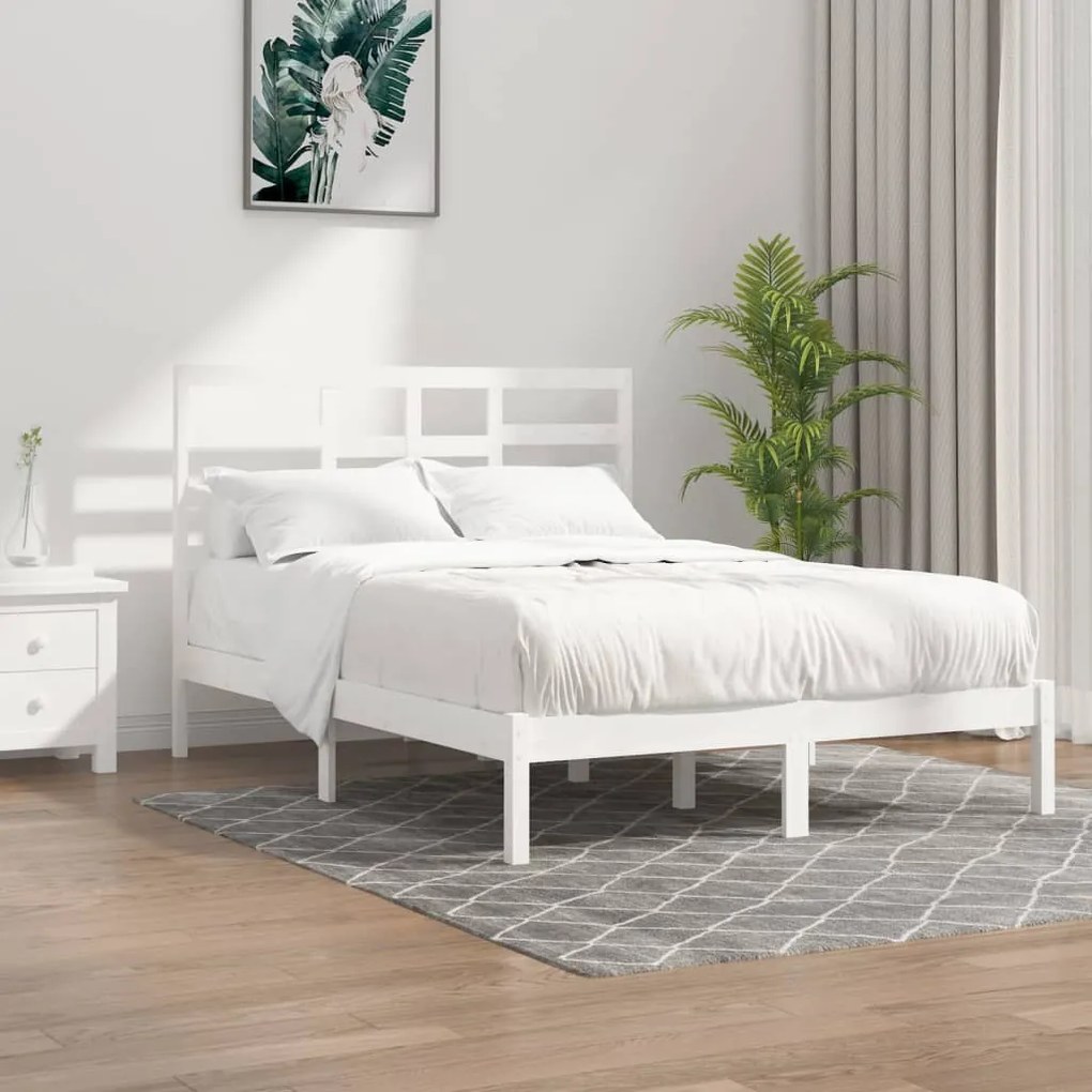 Rám postele bílý masivní dřevo 140 x 200 cm,  3105796