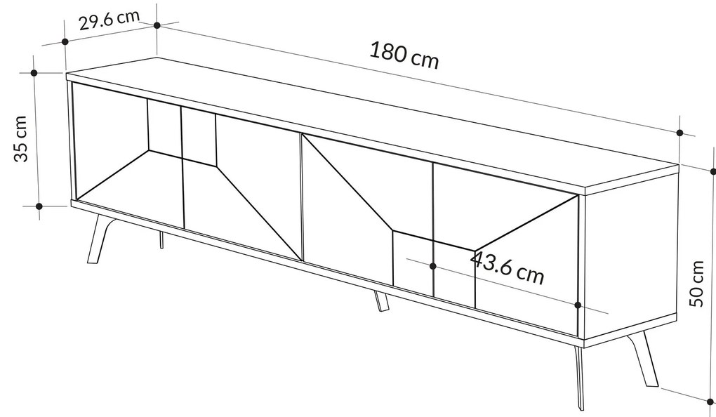 KALUNE DESIGN dřevěný TV stolek DUNE hnědý 50x180 cm 855DTE3095