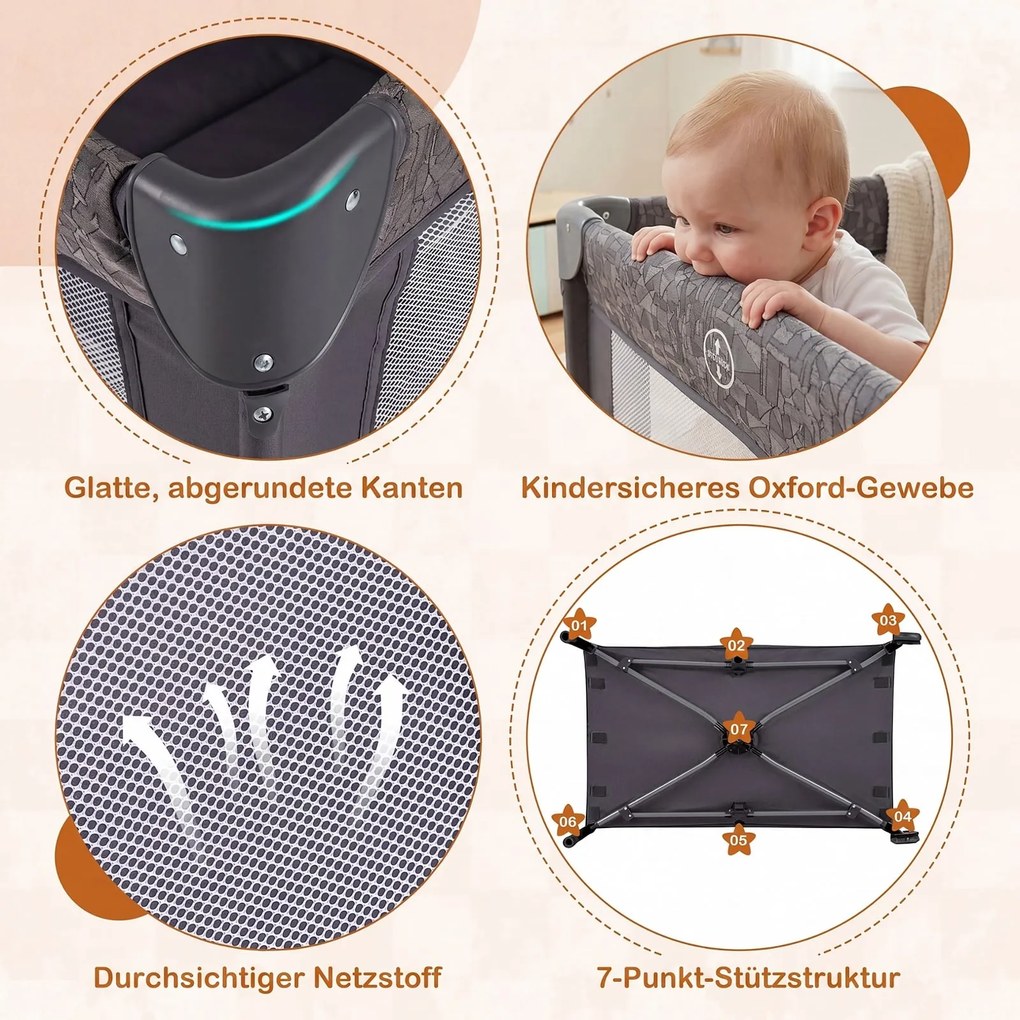 Costway 5 v 1 cestovní postýlka s přebalovací podložkou 2 bezpečnostní pásy