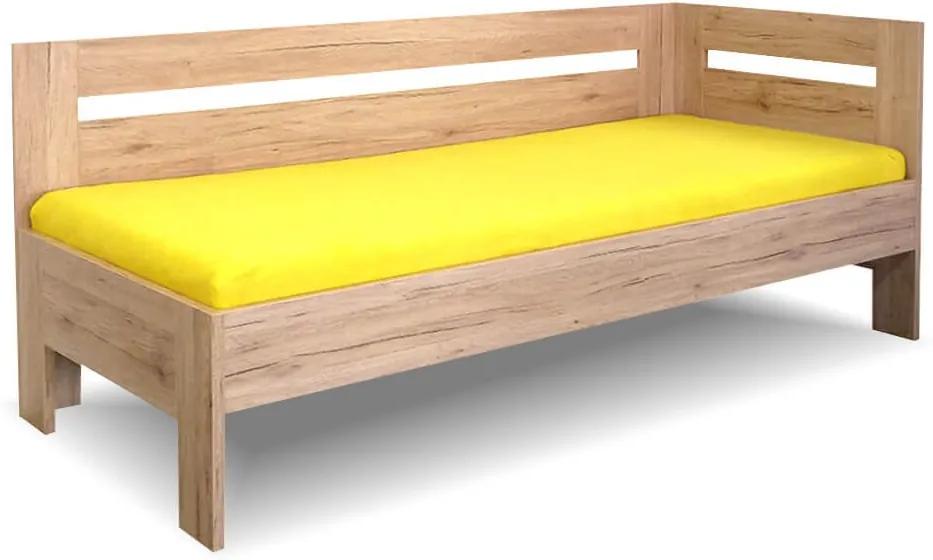 Zvýšená postel s bočnicí Erika, 90x200 cm - Pravá LERMO, Dub Grande