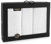 Zwoltex Sada ručníků v krabici 3 ks Paulo 3 AB White-K11-500 ručníky 30x50 50x100 70x140