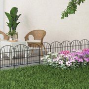 Outsunny Set 8 dekorativních zahradních plotů, černé kovové okraje s ornamenty - 264 x 61 cm černé | Aosom