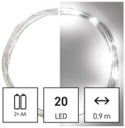 Vánoční osvětlení EMOS D3AC07 ZY1950 20LED nano řetěz stříbrný 1,9m 2xAA studená bílá s časovačem