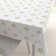 Biante Teflonový obdélníkový ubrus TF-120 Zlato-modro-zelené vánoční vločky na bílém 80x120 cm