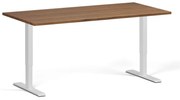 Výškově nastavitelný stůl, 160x80 cm, 1 motor, bílá podnož, ořech