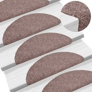 Schodové rohože samolepicí 15 ks 56 x 17 x 3 cm světle hnědé, půlkulaté 132690