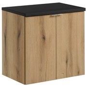 Závěsná skříňka Nova Oak II s deskou 60 cm dub evoke/černá