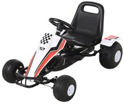 HOMCOM Motokára pro děti šlapací auto s pedály a brzdami 104x66x57cm z oceli pro děti od 3 do 8 let v bílé barvě | Aosom.de