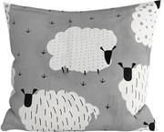 Polybavlněný povlak na polštář WHITE SHEEPS 45x45 cm, šedý