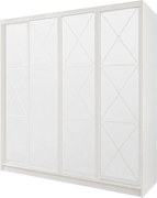 Skříň Rim-Veneziano 4D 2,63 m s uměleckým matováním na zrcadle №31, bílá