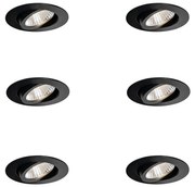 Sada 6 zapuštěných bodových světel černá 6,8 cm vč. LED 750 lm stmívatelná IP65 - Gaius
