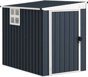 Metalový zahradní přístřešek Outsunny 2.6m² 128x193x181cm s pultovou střechou, oknem a zámkem, odolný proti počasí pro zahradní a venkovní použití Tma
