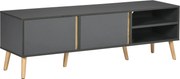 HOMCOM TV Stánek pro televizory do 55 palců, skandinávský design, 2 dveře, 2 police s vedením kabelů, 150 x 35 x 45 cm, tmavě šedá | Aosom