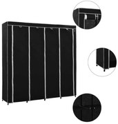282445 Wardrobe with 4 Compartments Black 175x45x170 cm