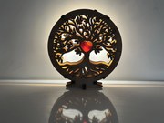 Li-Go "Strom života s achátovým srdcem" dřevěná lampa s dvojitým podsvícením 20x22 cm/dub provedení povrchu: dub