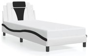 Rám postele s čelem černý a bílý 80 x 200 cm umělá kůže