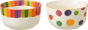 Set 2ks miska s barevnými pruhy a puntíky Polli Dot v krabičce - Ø 14*6 cm