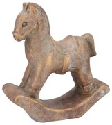Zlatá antik cementová dekorace houpací koník Horse Gold - 15*6*17 cm