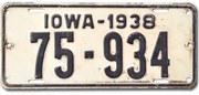 Americká SPZ Iowa 1938 White 75-934
