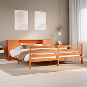 Postel s knihovnou bez matrace 200 x 200 cm masivní borovice 3321870