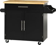 HOMCOM Kuchyňský vozík Servírovací vozík s pracovní deskou a stojanem na kořenky Držák na ručníky do obývacího pokoje a jídelny 109x40x89cm |