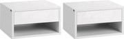 HOMCOM Set 2 Floating Nightstands - Noční stolky se zásuvkou do ložnice a obývacího pokoje 37x32x21 cm Bílá | Aosom