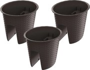 Prosperplast Sada květináčů na zábradlí, 3dílná (oválná, hnědá, 298 x 242 225 mm)