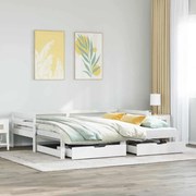 Válenda S Přistýlkou A Zásuvkami Bez Matrace Bílá 90X190 Cm Kouřový Dub