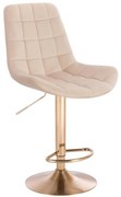 LuxuryForm DESIGN Barová židle PARIS VELUR na zlaté kulaté podstavě - krémová