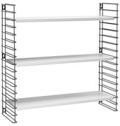 Černý 3patrový regál s bílými policemi Metaltex Libro, šířka 70 cm