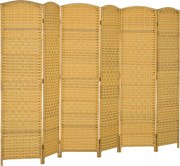 HOMCOM skládací dělící stěna se 6 panely 270x180 cm Záclona pro zajištění soukromí do kanceláře nebo ložnice v přírodním dřevě | Aosom