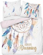 Detexpol Bavlněné povlečení 160x200 bílé v boho stylu s lapačem snů a peřím Always Dreaming – 5834 A – Celoroční sada ložního prádla Floral Elegance
