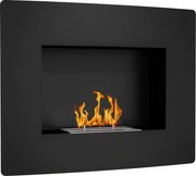 HOMCOM Nástěnný Bioethanol Krb Zakřivený Bioethanol Sporák s 0,9L Nerezovou Ochrannou Láhví Doba Hoření 3,3H pro Interiéry 15-20 m² 66x16x52 cm Černý