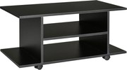HOMCOM TV stolek, TV jednotka s policemi a uzamykatelnými kolečky, melaminový povrch 80x40x40 cm černá | Aosom