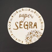 AMADEA Dřevěný podtácek kulatý text "super ségra", průměr 10,5 cm, český výrobek