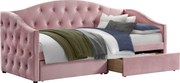 Postel s úložným prostorem, 90x200, růžová Velvet látka, ZASKA