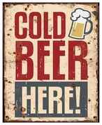 Béžová nástěnná kovová cedule Beer - 20*1*25 cm