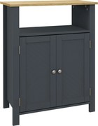 Kleankin Koupelnová Skříňka se 3 Policemi z MDF a Dřevotřísky s Nastavitelnou Poličkou a 2 Vysoko Postavenými Dveřmi, 60x30x80,5 cm, Šedá a Dřevěná Ba