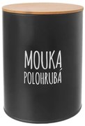 Kulatá plechová dóza POLOHRUBÁ MOUKA Black