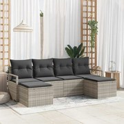 Set pohovek 6 ks Světle šedá polyratan 3346492