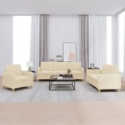 3dílná sedací souprava s poduškami krémová textil 3202056