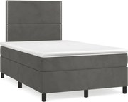 Box Spring Postel S Matrací Samet Tmavě Šedá Hladké s hřebíky 120 x 190 c
